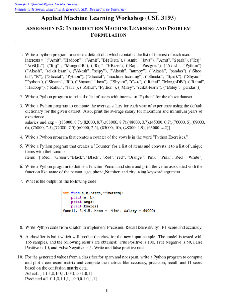 AMLW_Assignment_5 | PDF | Applied Mathematics | Computer Programming