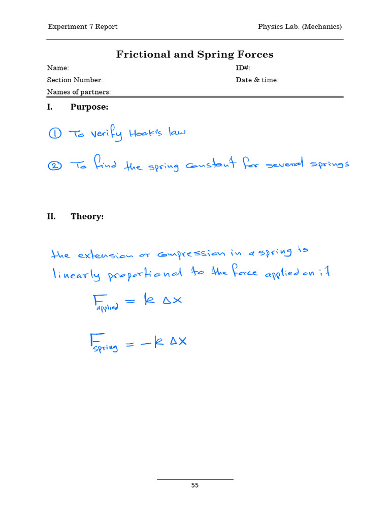 Experiment7 Springs 2 | PDF | Force | Friction