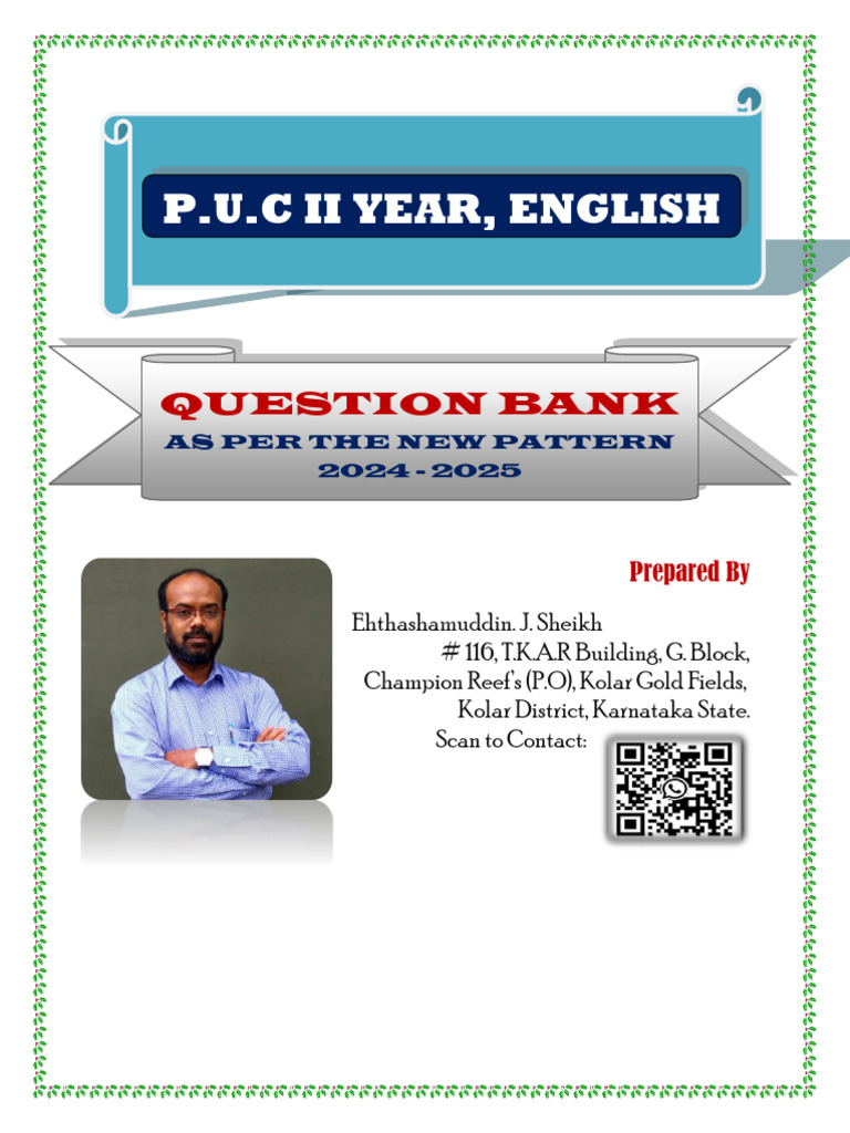 II PUC English Question Bank As Per The New Pattern - 2024 | PDF | Love ...