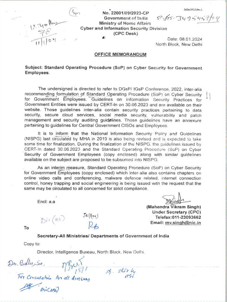 o M Sop On Cyber Security For Government Employees | PDF