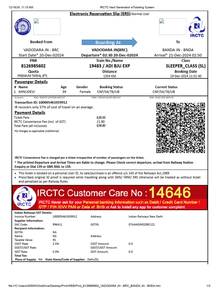 IRCTC Next Generation ETicketing System | PDF | Value Added Tax ...