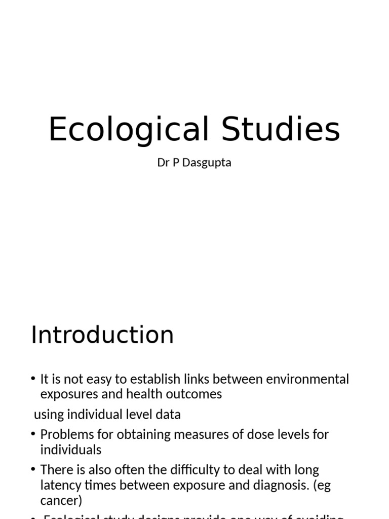 Overview of Ecological Studies in Epidemiology | PDF | Epidemiology ...