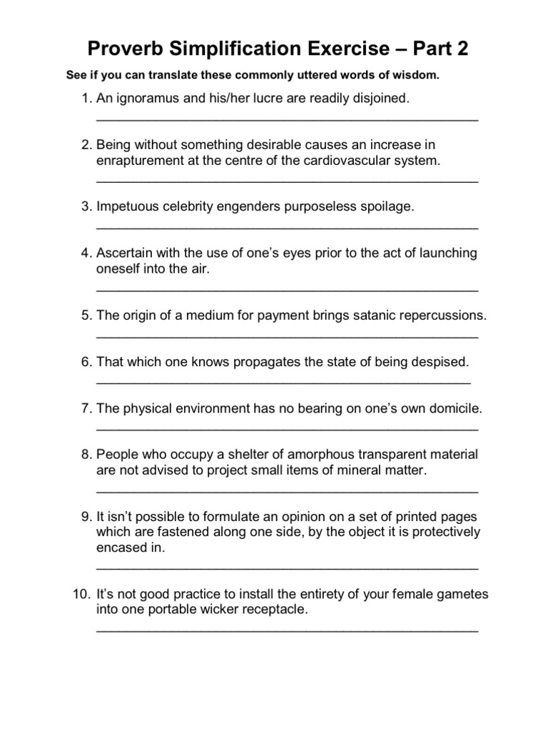 Proverb Simplification Exercise - Part 2 | PDF | Computers | Technology ...