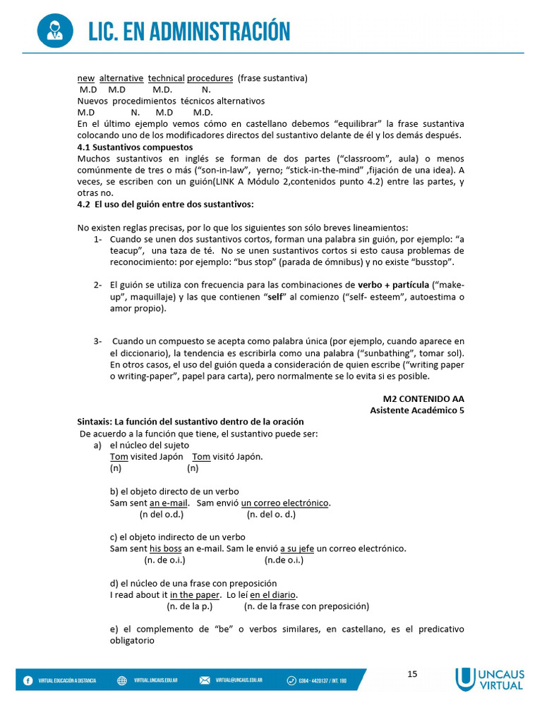 Lic Adm. 2-16 | PDF | Objeto (gramática) | Verbo