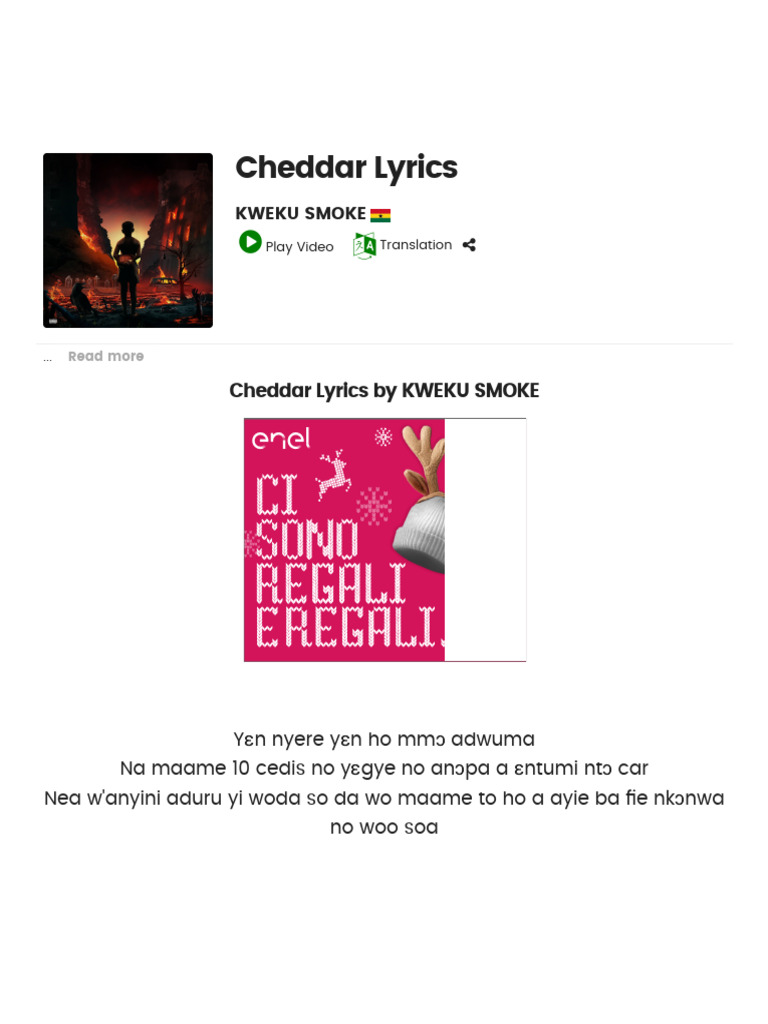Kweku Smoke - Cheddar Lyrics - AfrikaLyrics | PDF