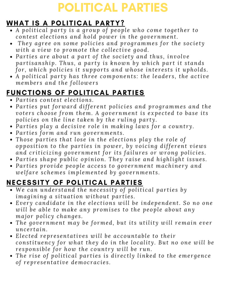 Political Parties notes | PDF | Political Parties | Political Events