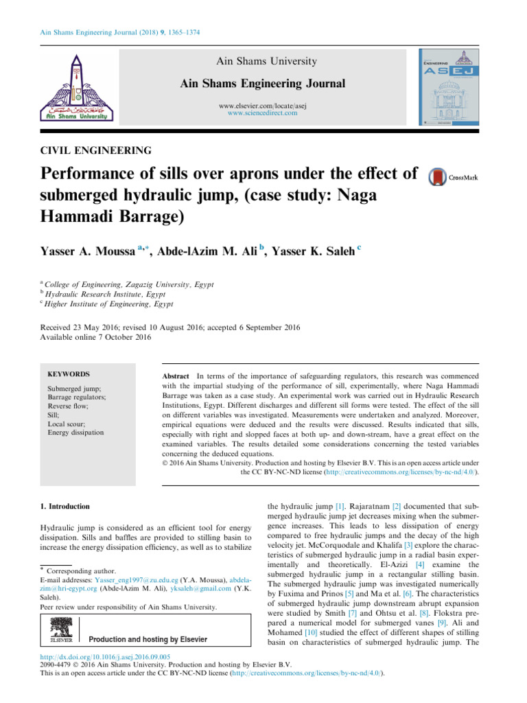 Performance of Sills Over Aprons - Egypt | PDF | Spillway | Flow Measurement