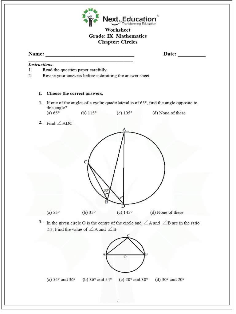 WS_G-9_CIRCLES | PDF | Circle | Triangle