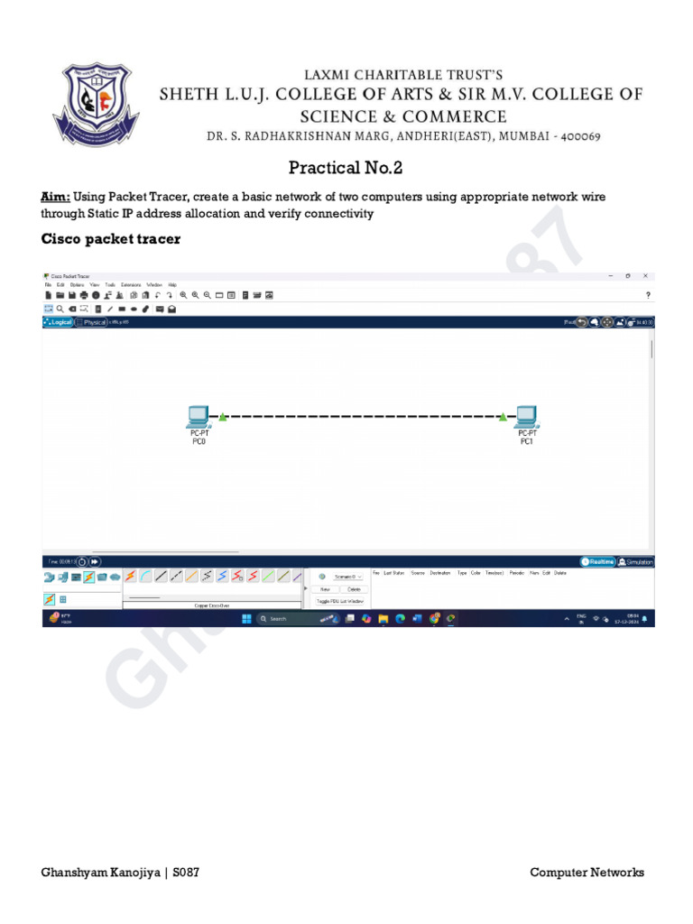 Basic Network Setup with Packet Tracer | PDF