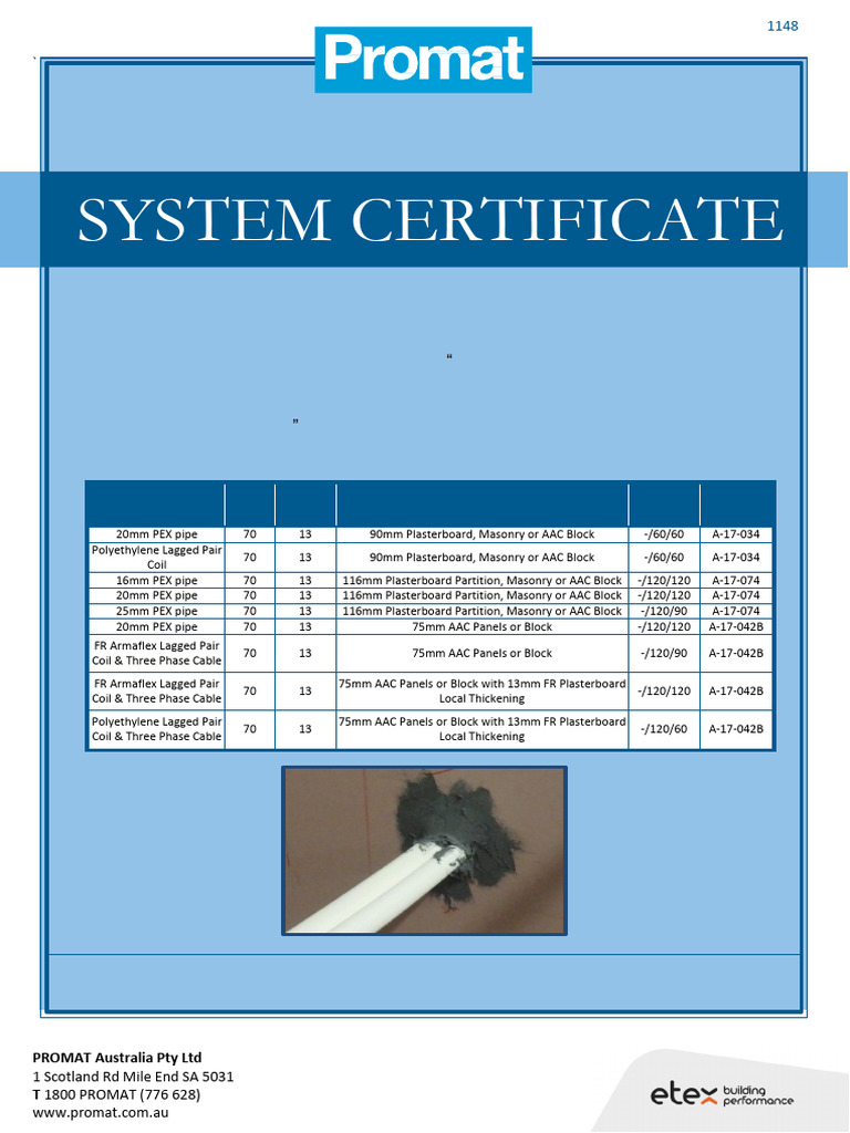 PROMASEAL AG Sealant - PROMAT - System Certificate | PDF | Pipe (Fluid ...