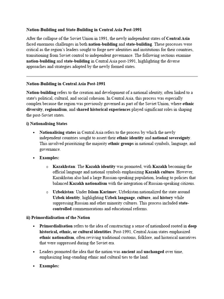 Nation and State Building | PDF | Central Asia | Turkmenistan