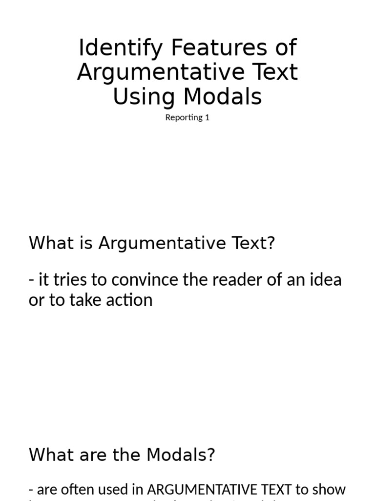 Identify Features of Argumentative Text Using Modals | PDF