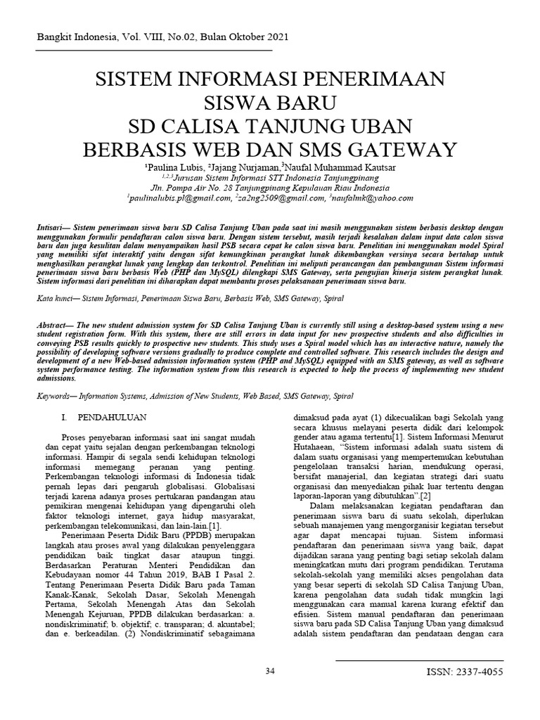 Sistem Informasi Penerimaan Siswa Baru S | PDF