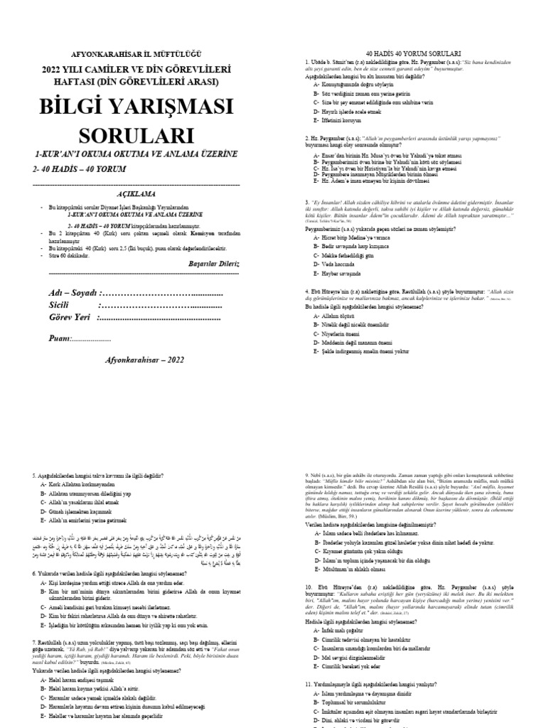 BİLGİ YARIŞMASI SORU VE CEVAPLARI - 45d2e56f-A38f-4ab0-91a3-6dbab3cad90 ...