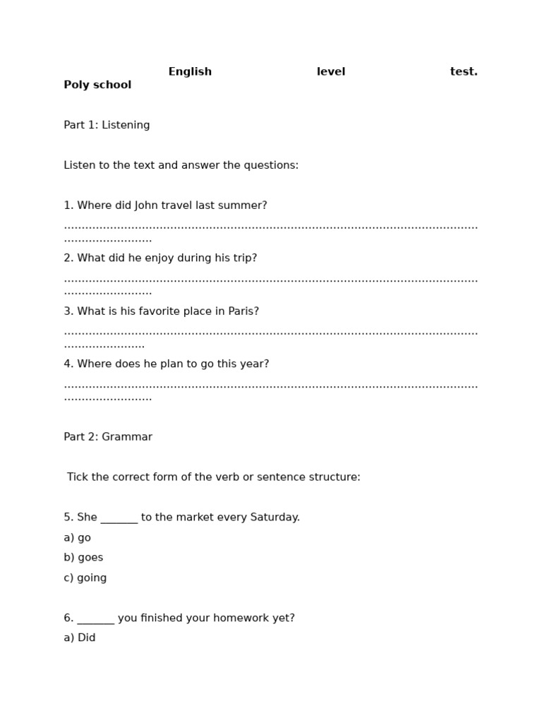 English Level Test | PDF