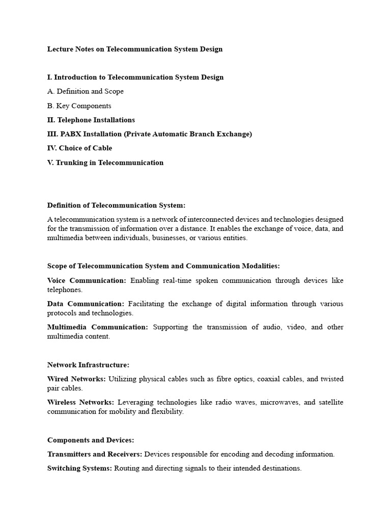 Telecommunication System Design Overview | PDF | Computer Network ...