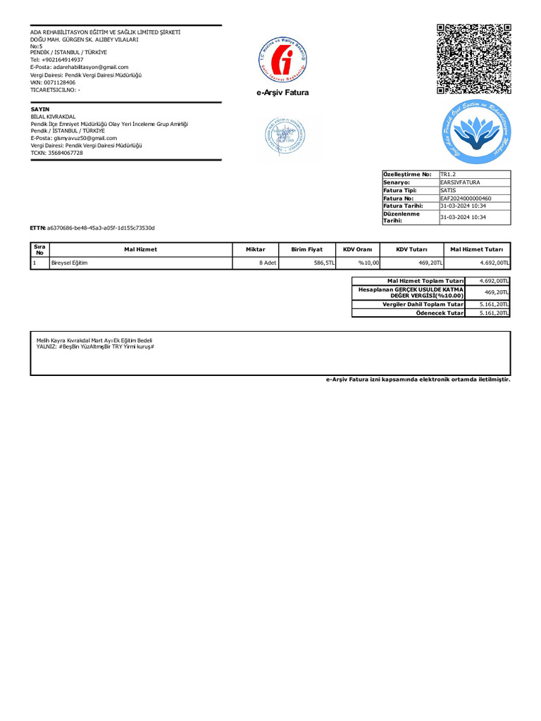 Mart Fatura Vakıf Fatura | PDF