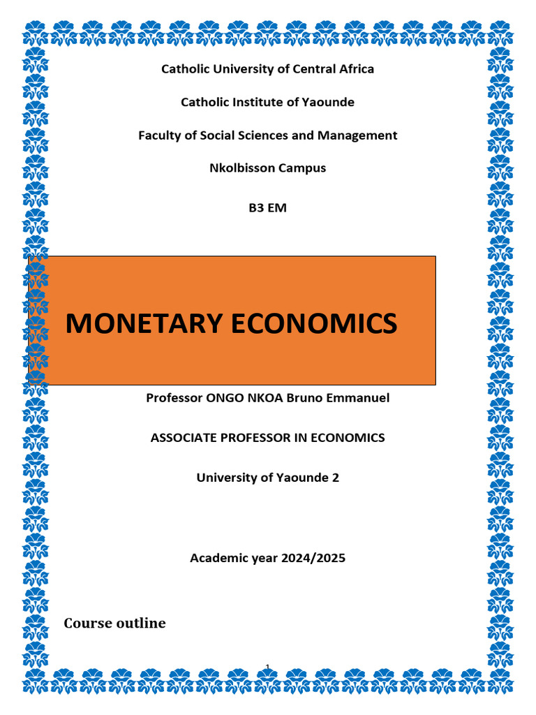 Monetary Economics Course Outline | PDF | Money | Macroeconomics