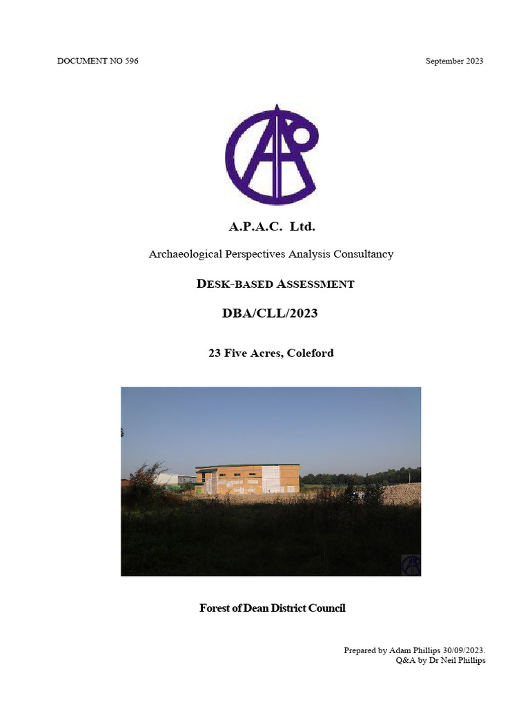 596: 23 Five Acres, Coleford. Desk-Based Assessment, APAC LTD | PDF ...