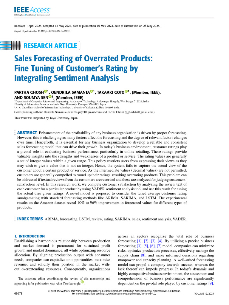 Sales Forecasting of Overrated Products Fine Tuning of Customers Rating ...