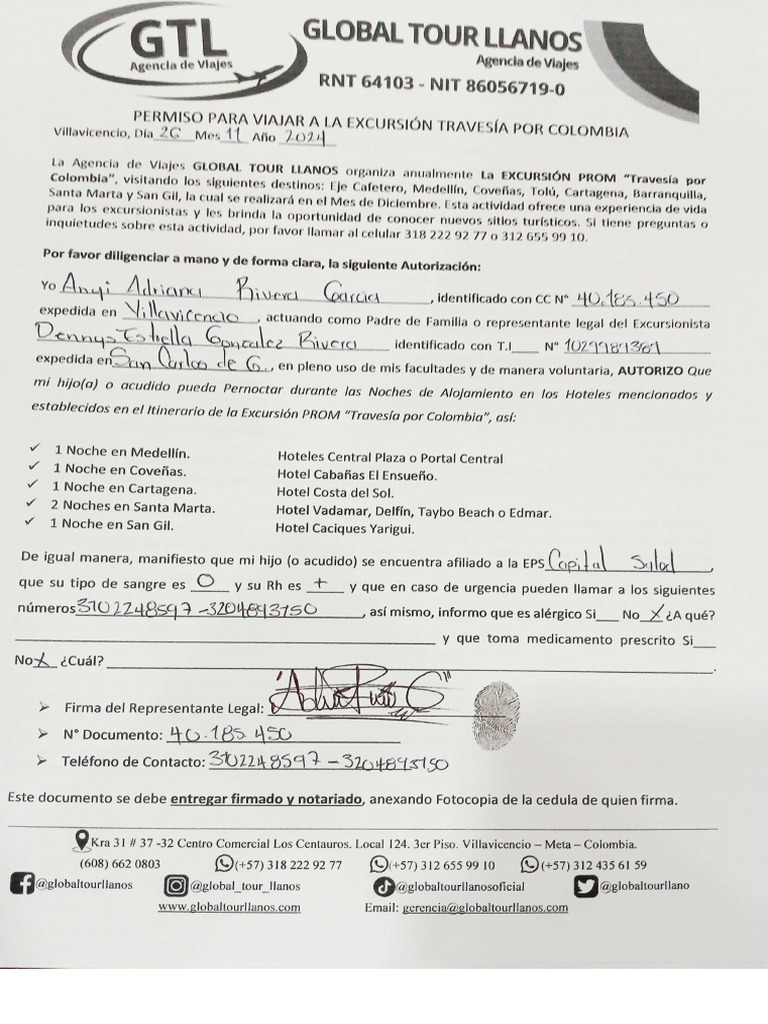 Permiso Viaje Excursión | PDF