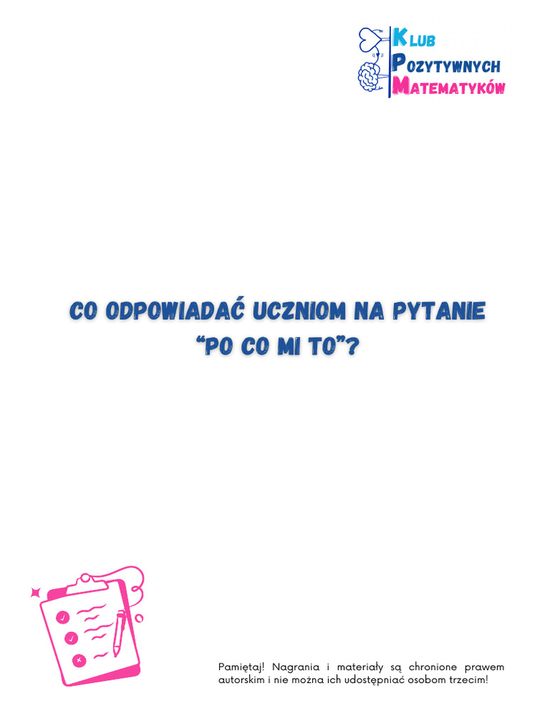 Co Odpowiadac Uczniom Na Pytanie Po Co Mi To | PDF