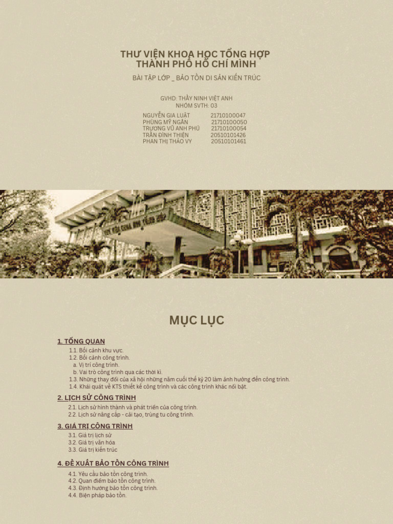Bài tập lớn môn Bảo tồn DSKT - Lịch sử - Thư viện khoa học tổng hợp | PDF