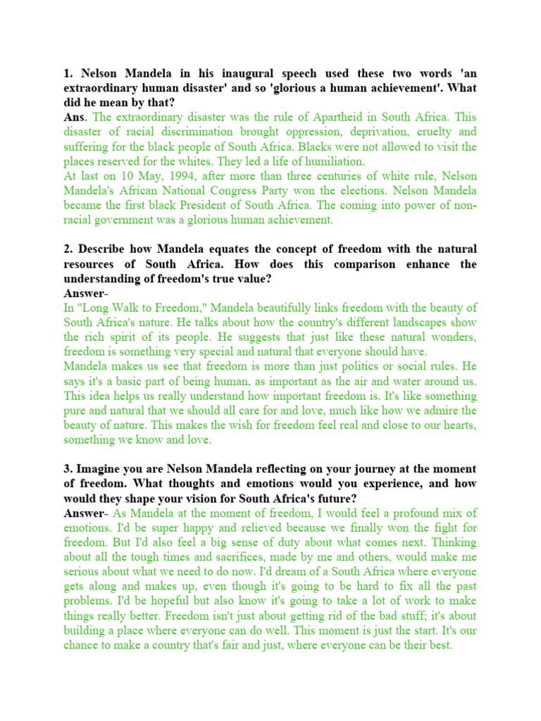 14. Long Answer Type Questions | PDF | Nelson Mandela | Apartheid 14. Long Answer Type Questions | PDF | Nelson Mandela | Apartheid