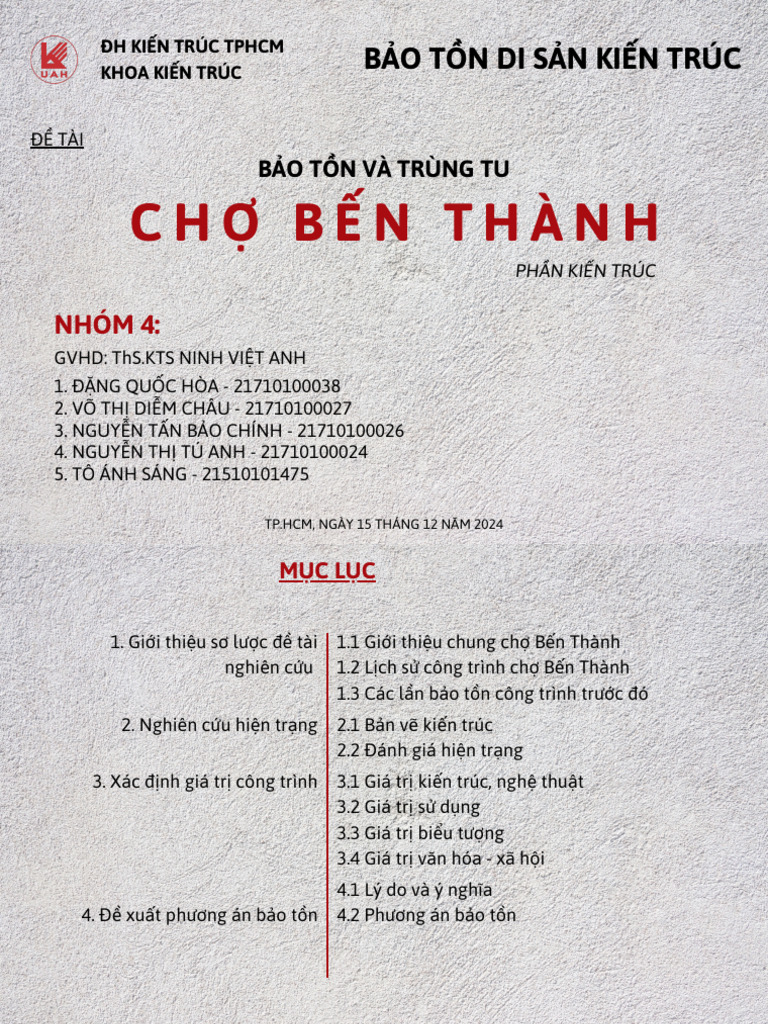 Nhom 4 - Bai Tap Lon - Btdskt - Cho Ben Thanh_phan Kien Truc | PDF