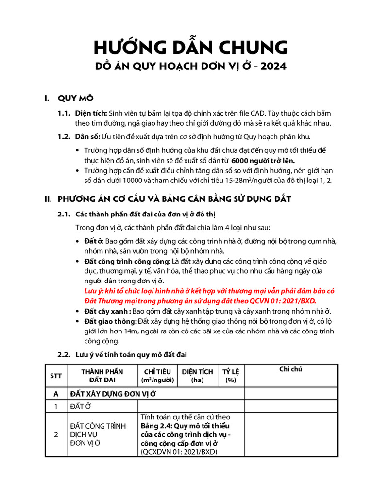 HUONG DAN CHUNG Quy hoạch đơn vị ở | PDF