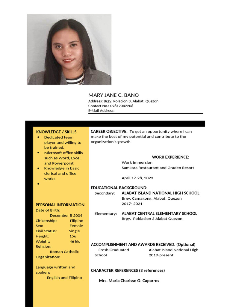 Resume Format Stem 2 | PDF