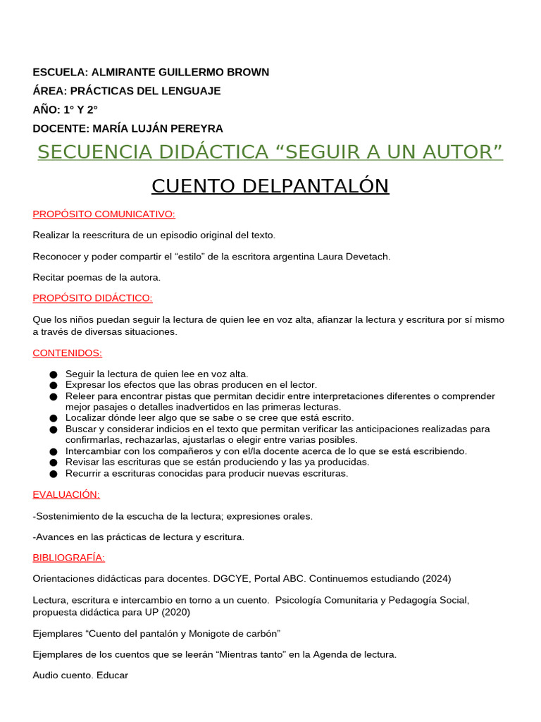 Septima Secuencia - Cuento Del Pantalón | PDF | Cuentos | Escritura