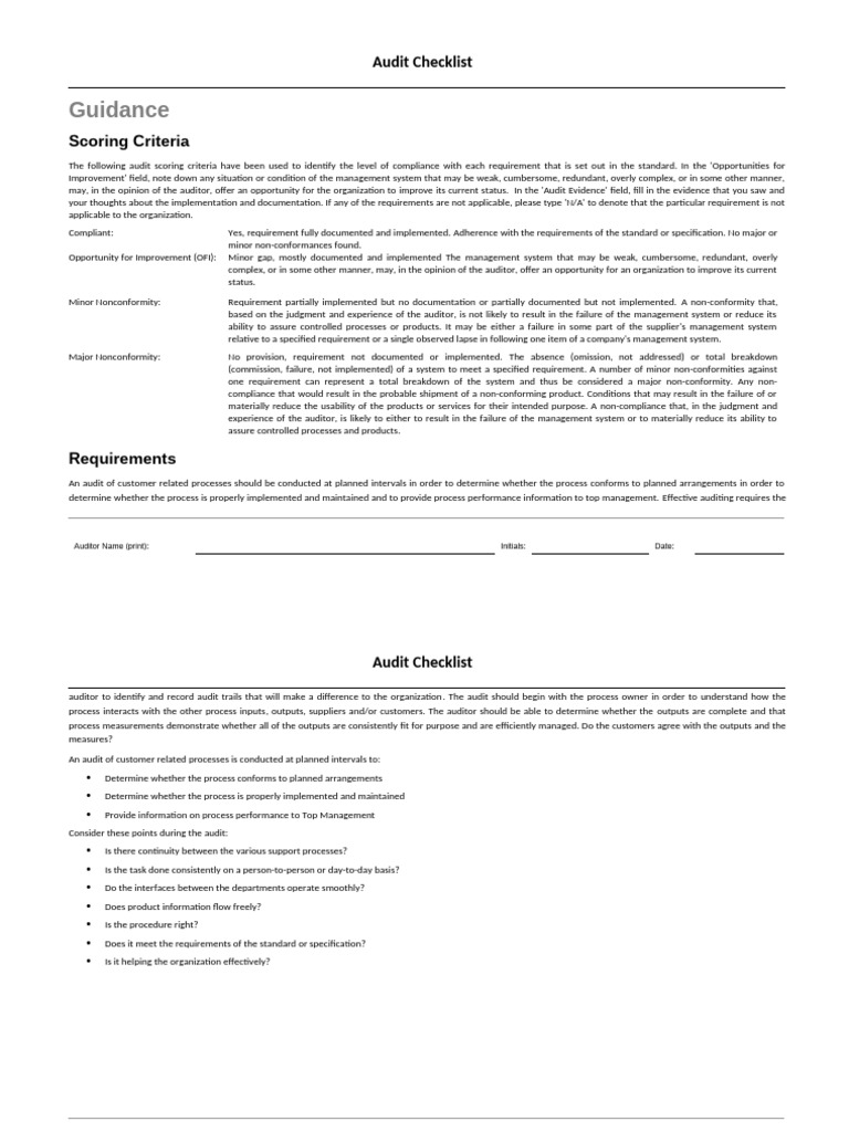 Audit Checklist | PDF | Audit | Occupational Safety And Health