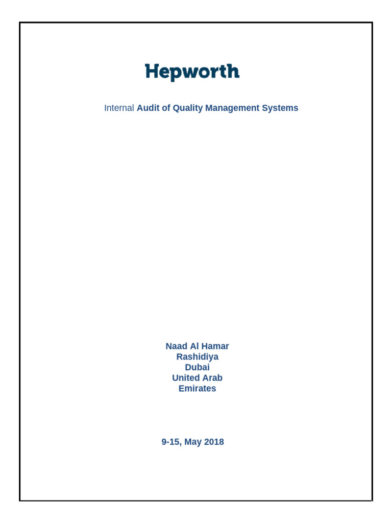 Sample Audit Report ISO 9001 2015 | PDF | Risk | Quality Management System