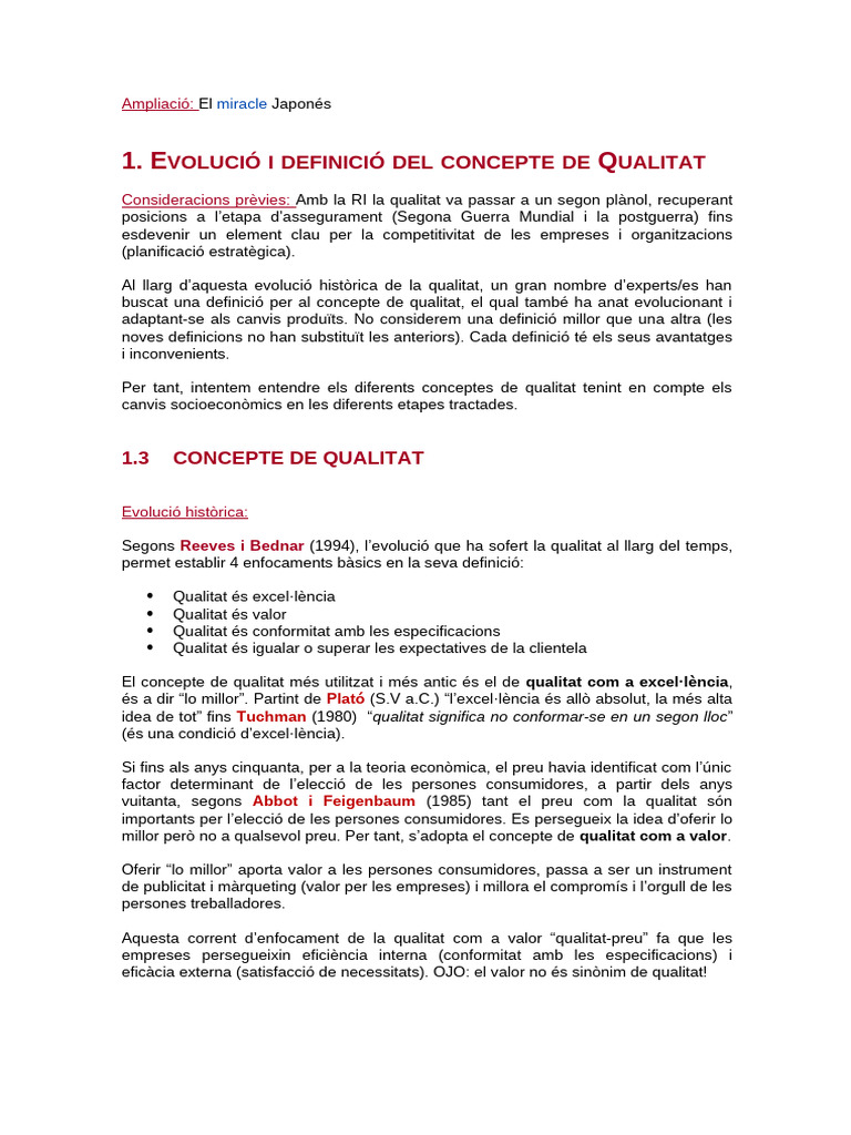 tema 1 - concepte de qualitat | PDF