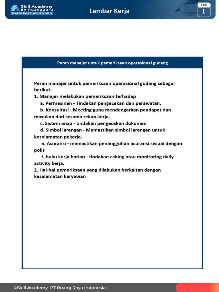 TPM 1 Peran Manager Oprasional Gudang - Seeoja | PDF