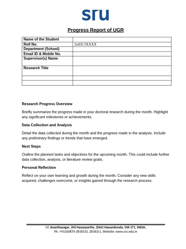 UGR Progress Report-Format | PDF