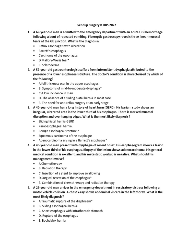 Complete Corrected Sendup Surgery B HBS 2022 | PDF | Digestive Diseases | Clinical Medicine