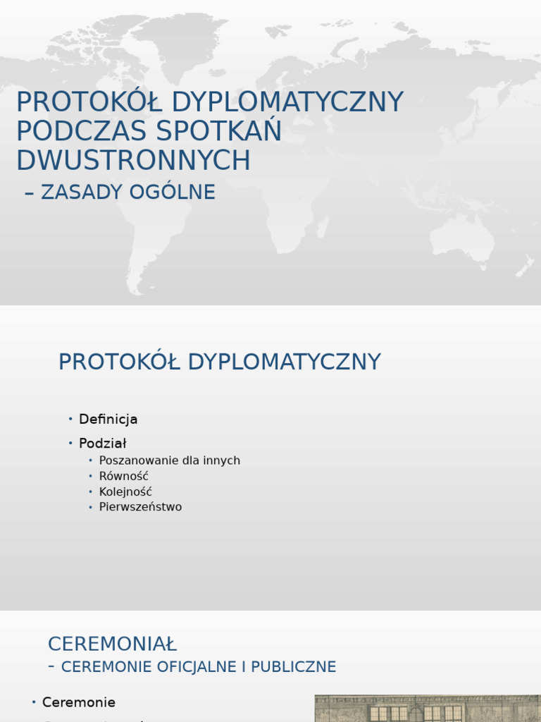 Protokół dyplomatyczny podczas spotkań dwustronnych | PDF
