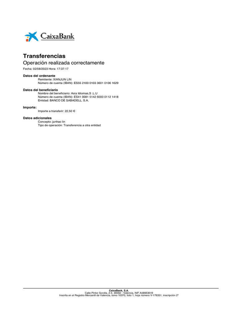 Comprobante Transferencia 2 | PDF