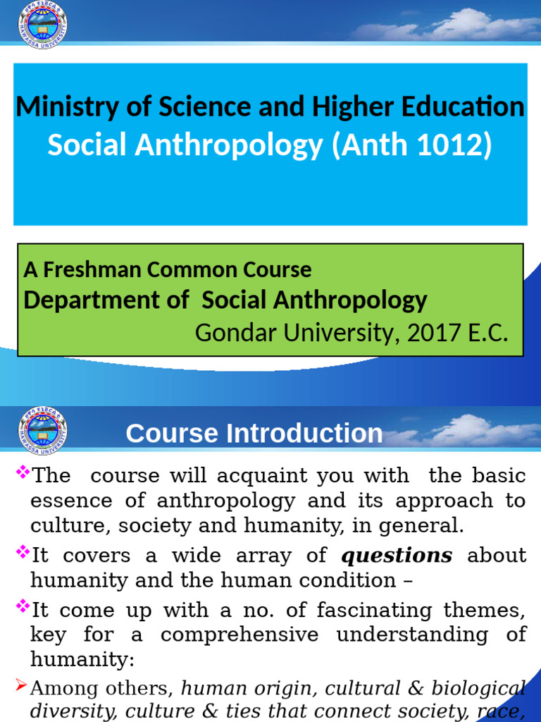 Unit 1-Anth 1012 | PDF | Anthropology | Field Research