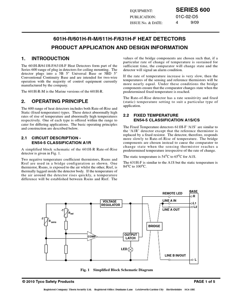 601H Heat Detector | PDF | Sensor | Electricity