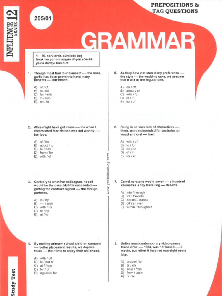 13 - Prepositions & Tag Questions | PDF