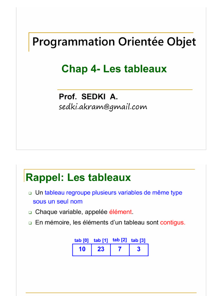 Cours Tableaux SEDKI | PDF