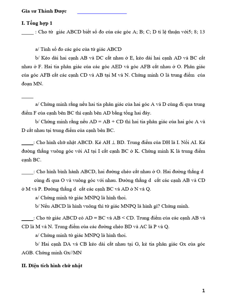 On Tap Hinh Hoc Lop 8 | PDF