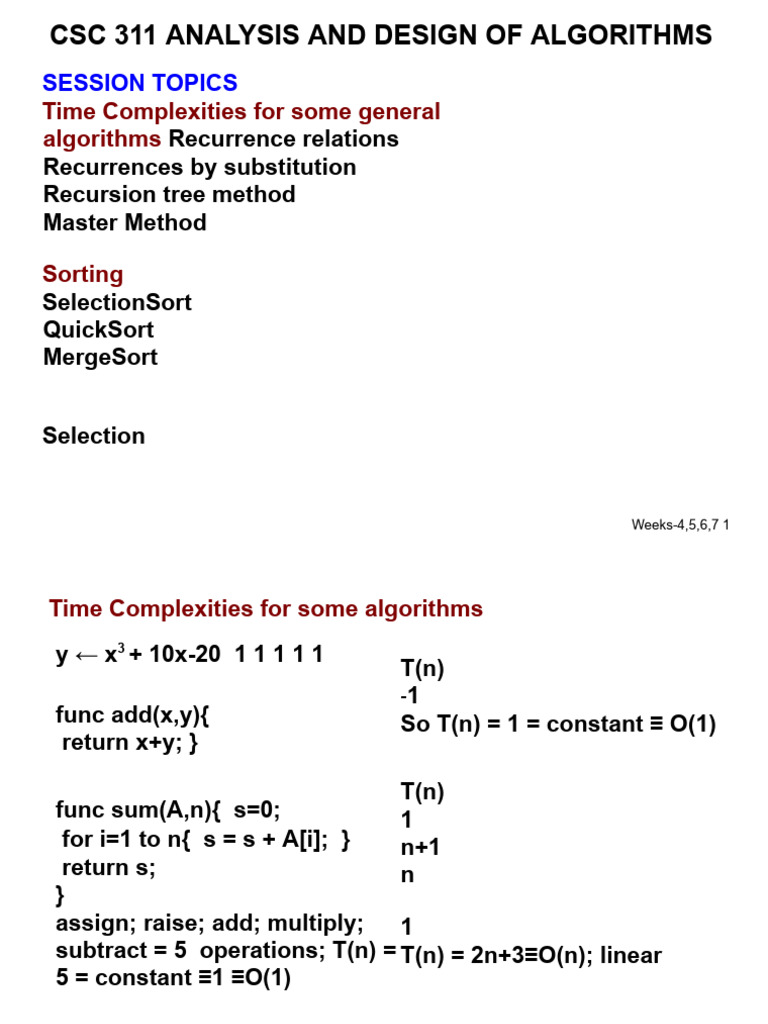 Analysis And Design Of Algoritms Wk 4-8 | PDF | Mathematical Analysis ... Analysis And Design Of Algoritms Wk 4-8 | PDF | Mathematical Analysis ...