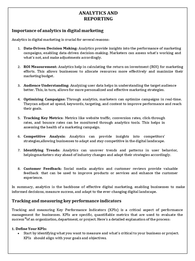 DM Analytics and Reporting | PDF | Analytics | Performance Indicator