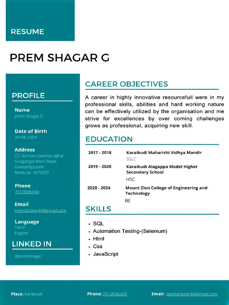 Prem Shagar- CV | PDF