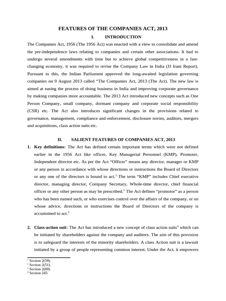Features of The Companies Act | PDF | Audit | Sole Proprietorship