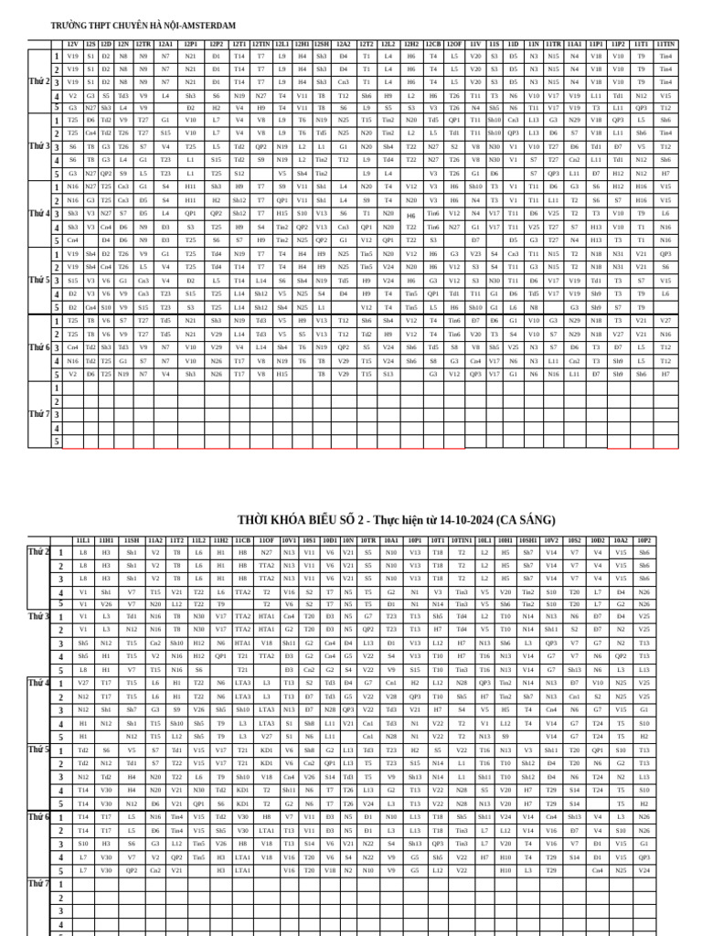 TKB So 2 Thuc_hien_tu 14..10.24 (Chính Thức) | PDF